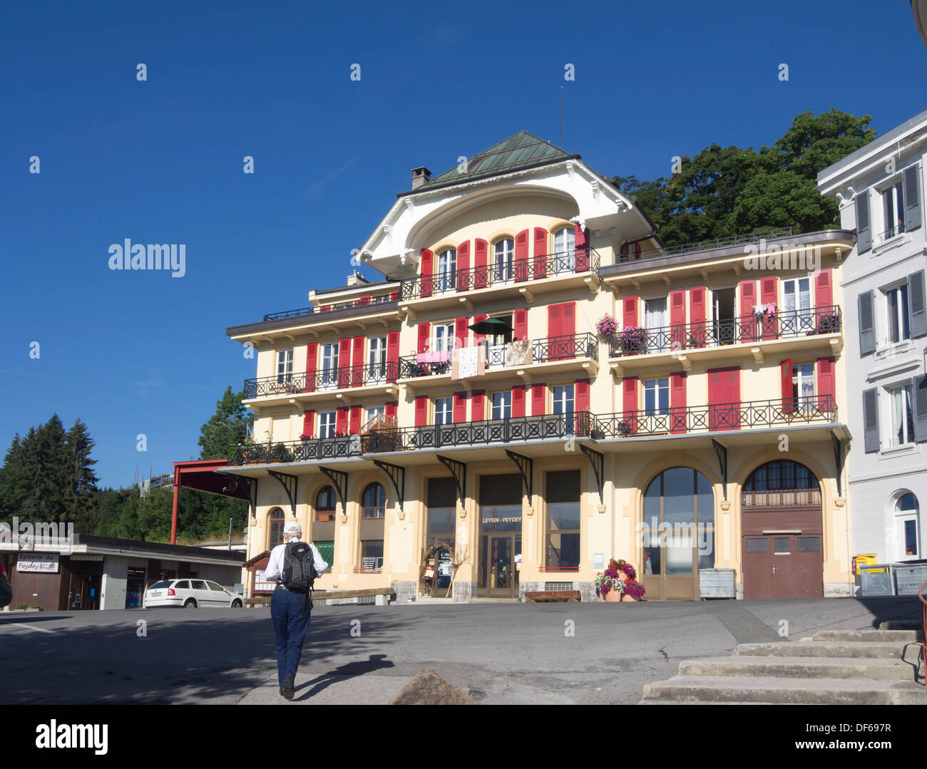 Feydey railway station building in Leysin, on the Aigles Leysin ...