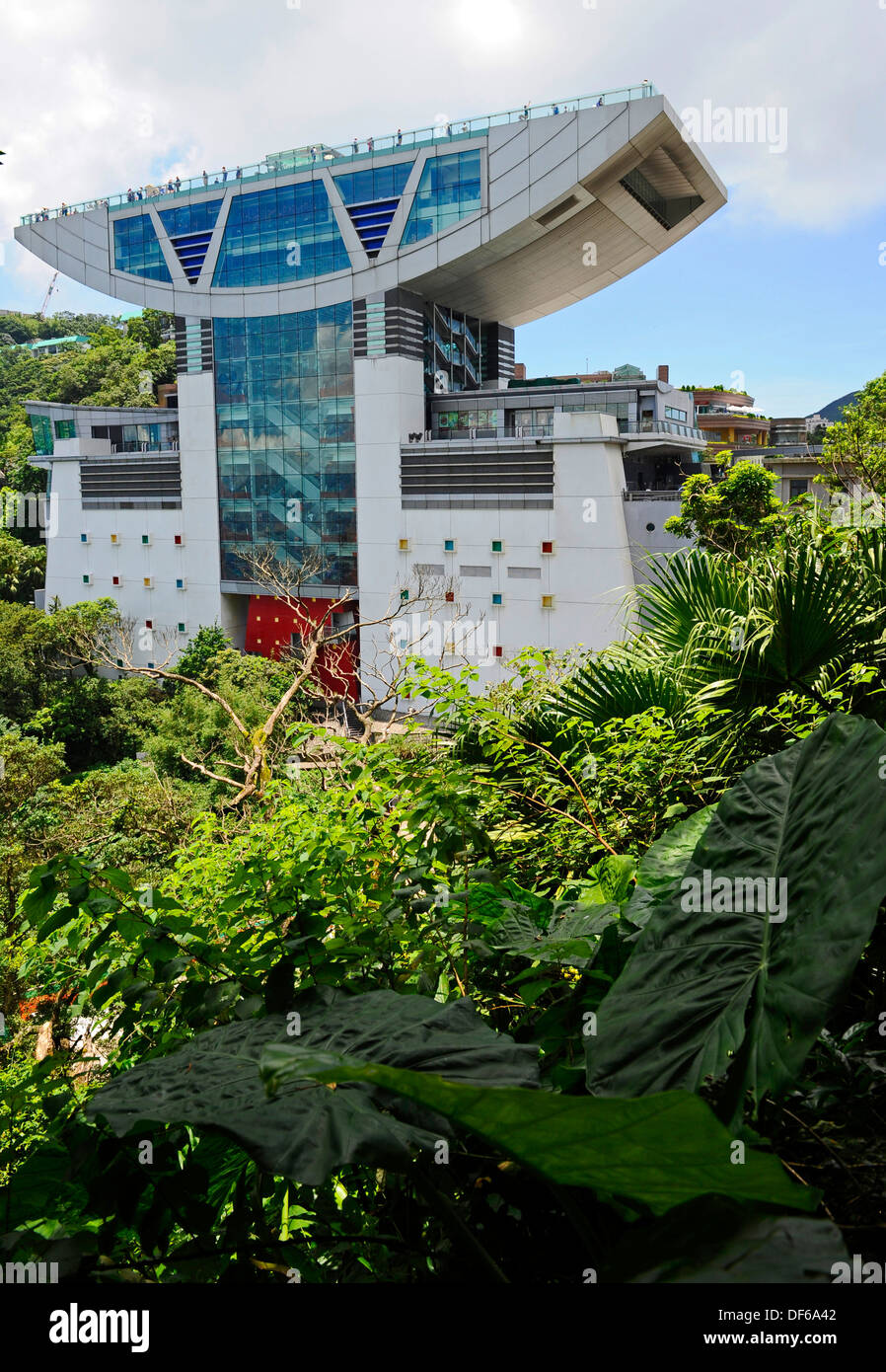 The Peak tramway terminus or station at Peak tower in Victoria park ...