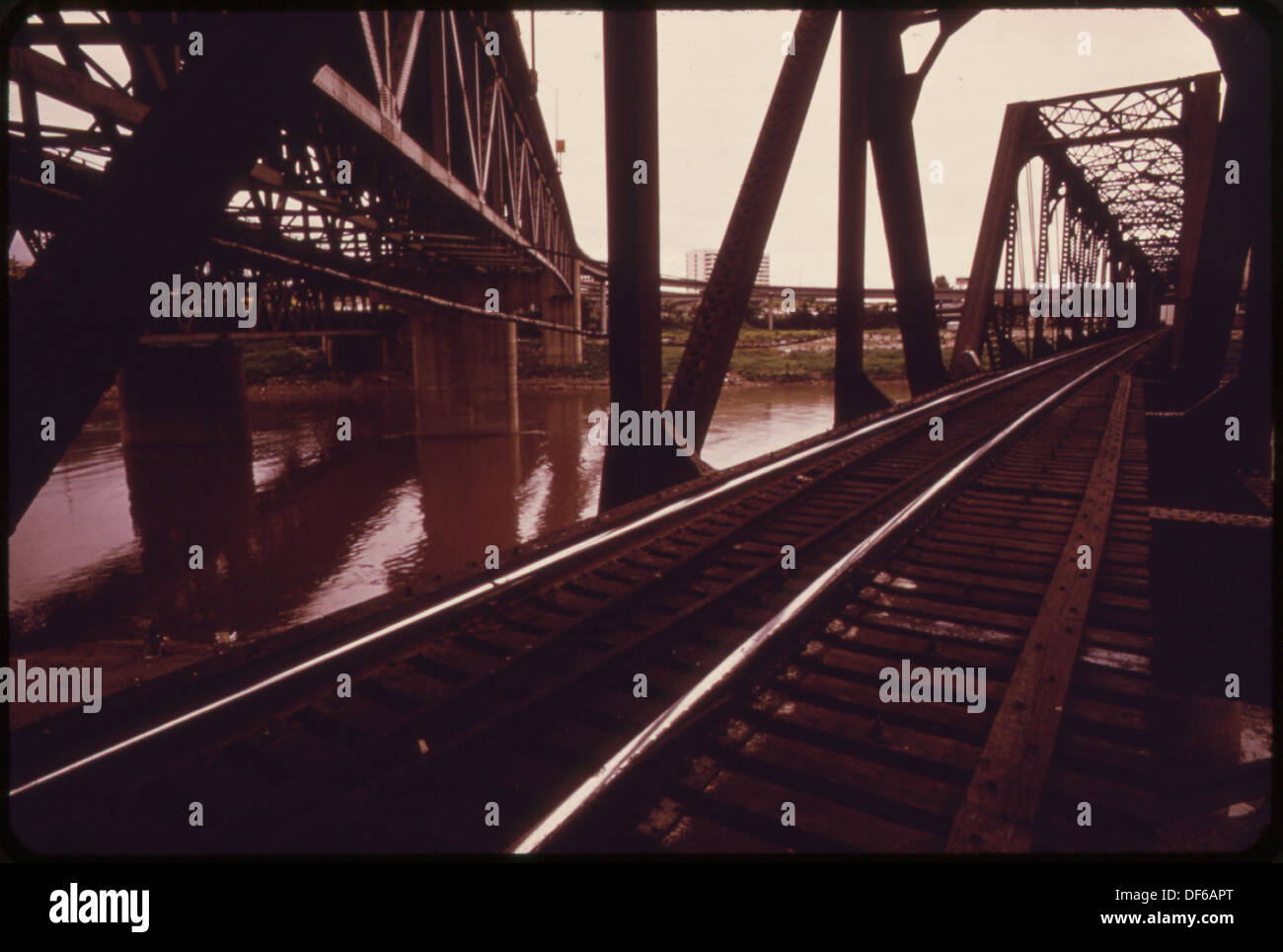 INNER CITY VIADUCT AREA WHERE RAILROAD AND AUTO BRIDGES ACROSS THE ...