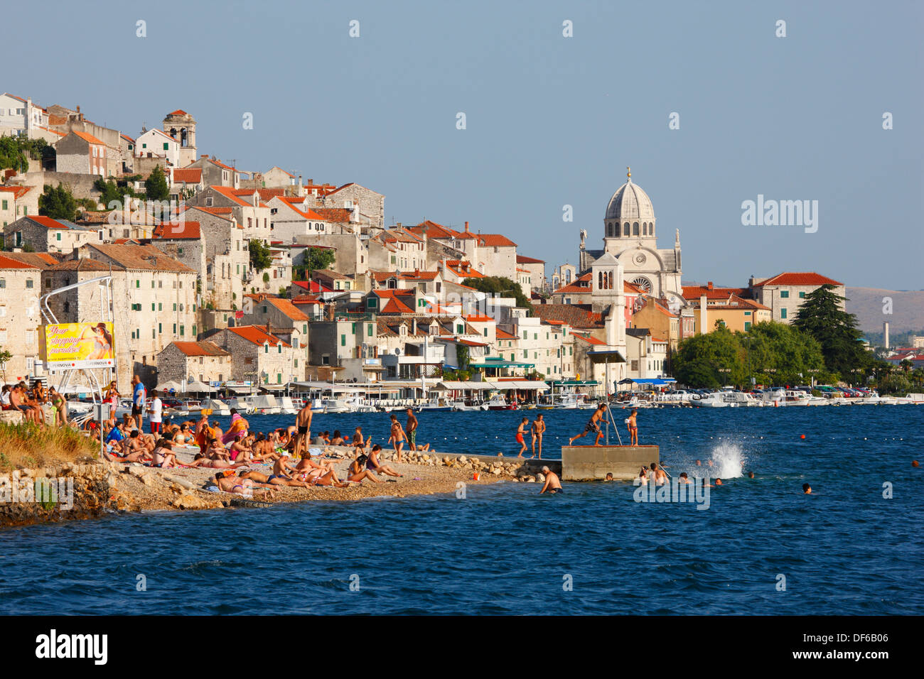 Sibenik Croatia. Beach in Sibenik town Stock Photo - Alamy