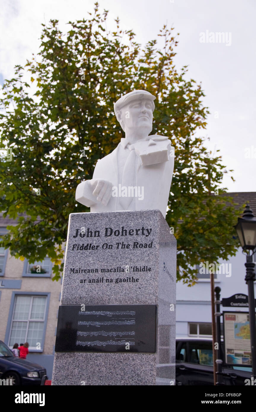 Sculpture dedicated to the fiddle legend Johnny Doherty known as ...