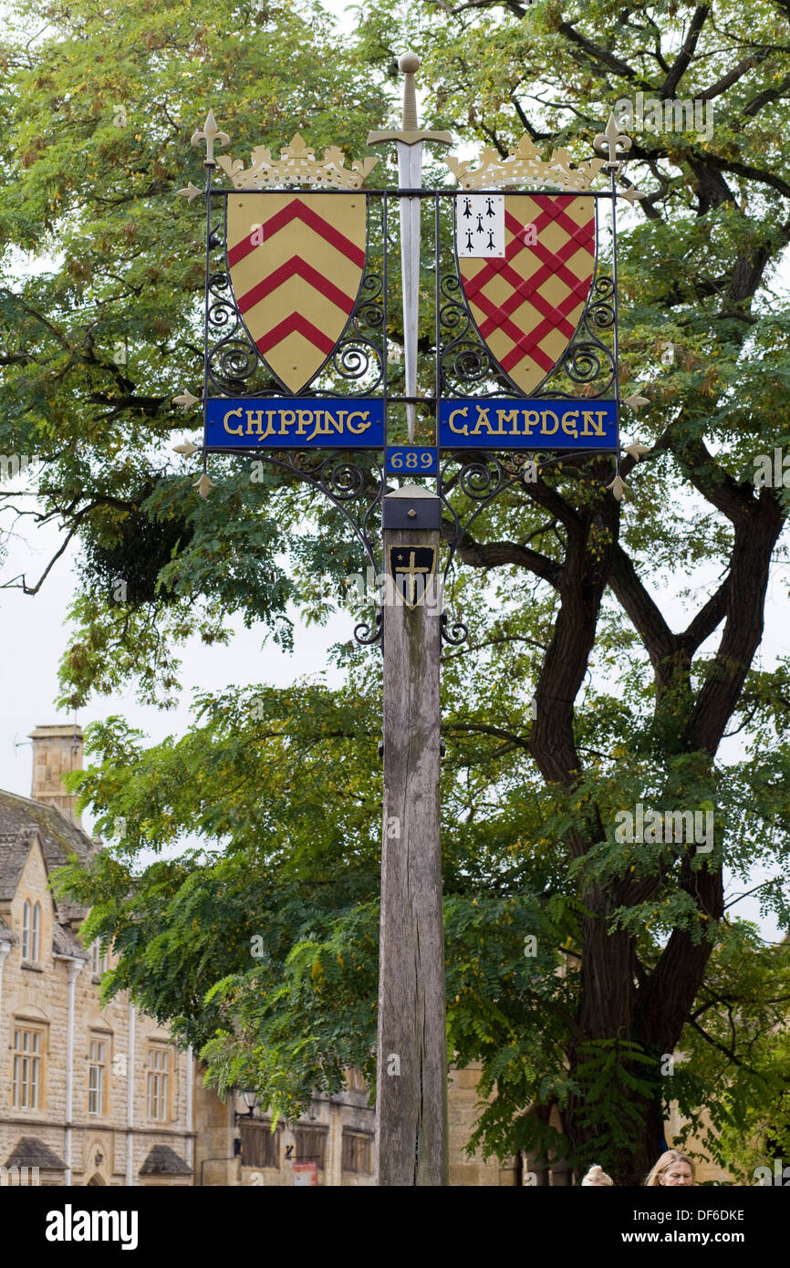Chipping Campden town sign, Cotswolds, England Stock Photo - Alamy
