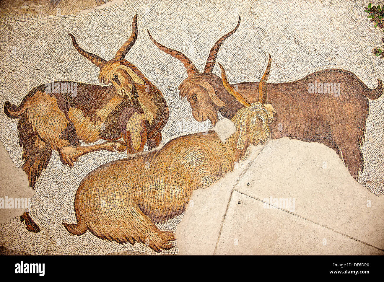 Byzantine Roman mosaics of goats from the ruins of the Great Palace ...