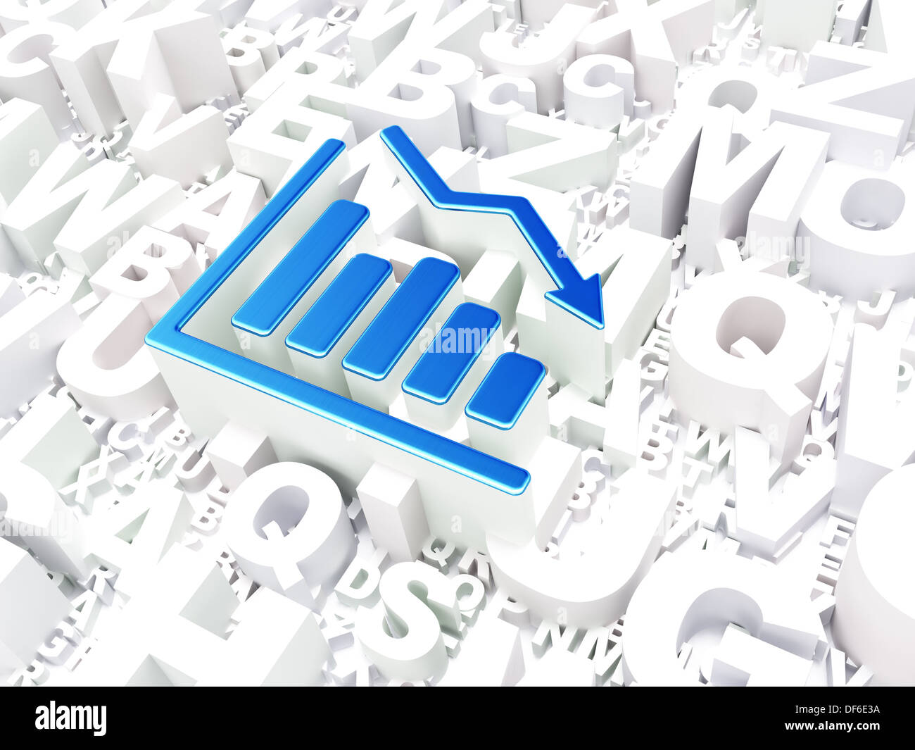 Business concept: Decline Graph on alphabet background Stock Photo - Alamy