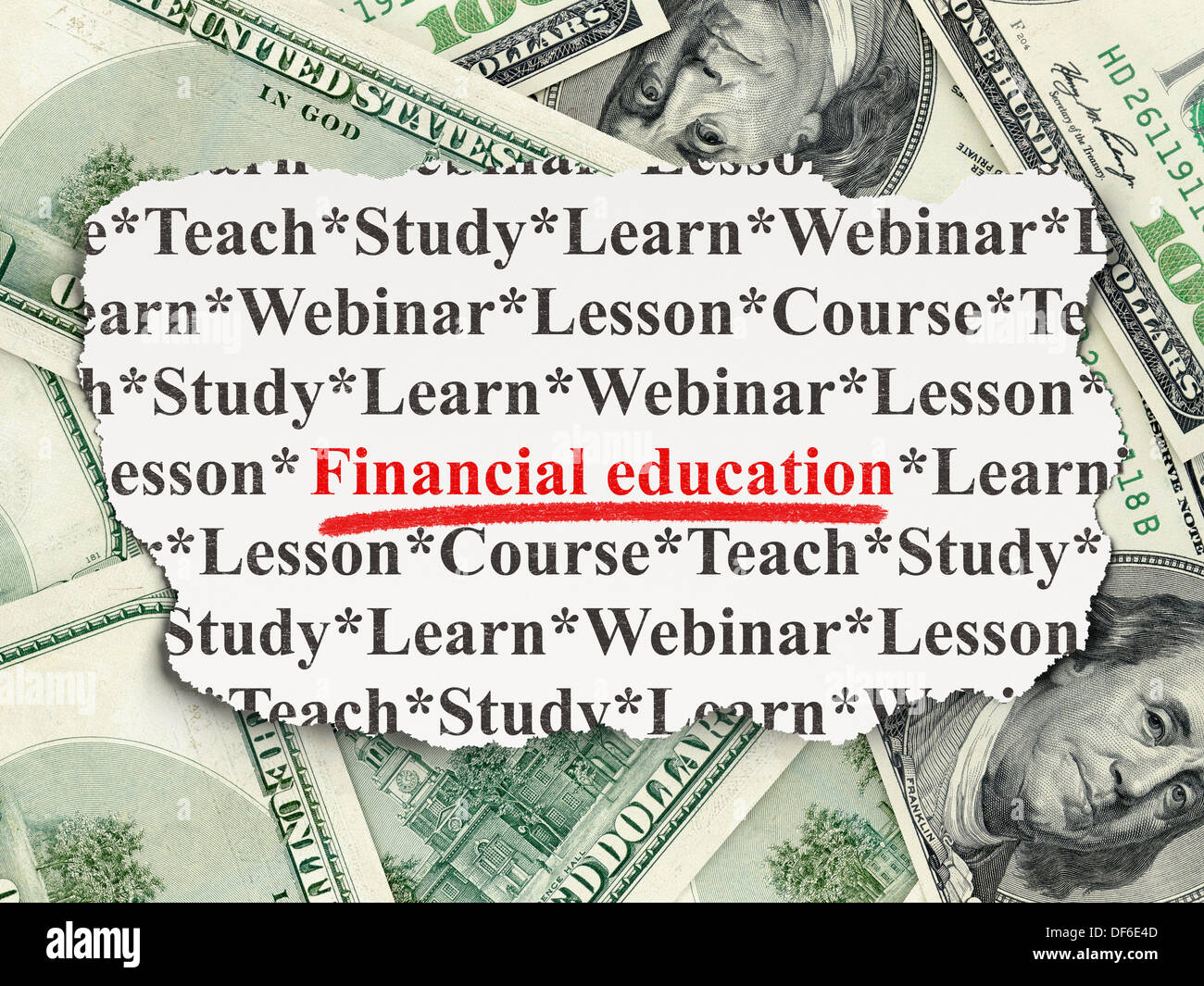 Education concept: Financial Education on Money Stock Photo - Alamy