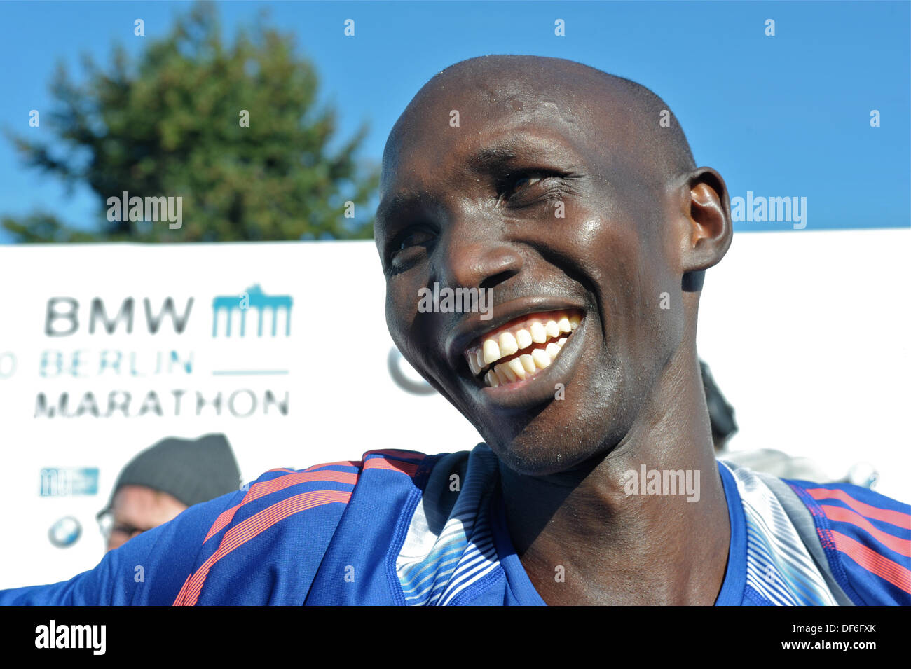 First place runner Wilson Kipsang after crossing the finish line at the ...