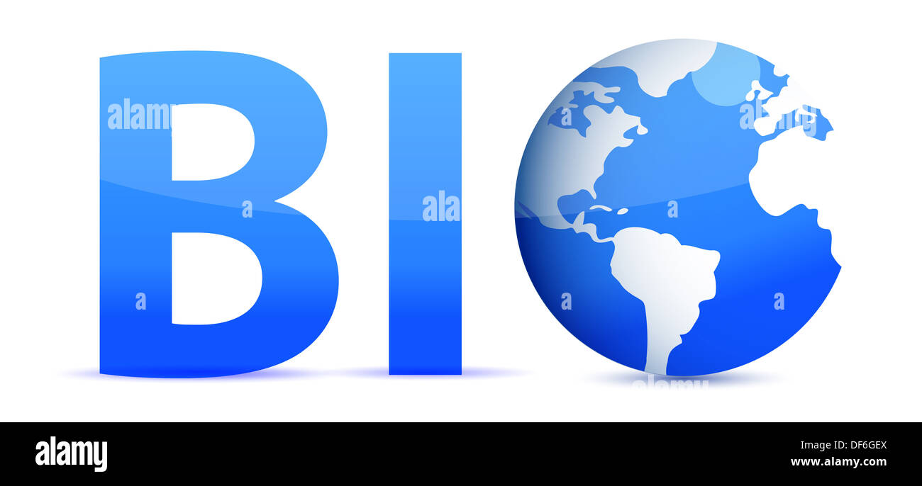 text BIO with earth, on white background Stock Photo - Alamy