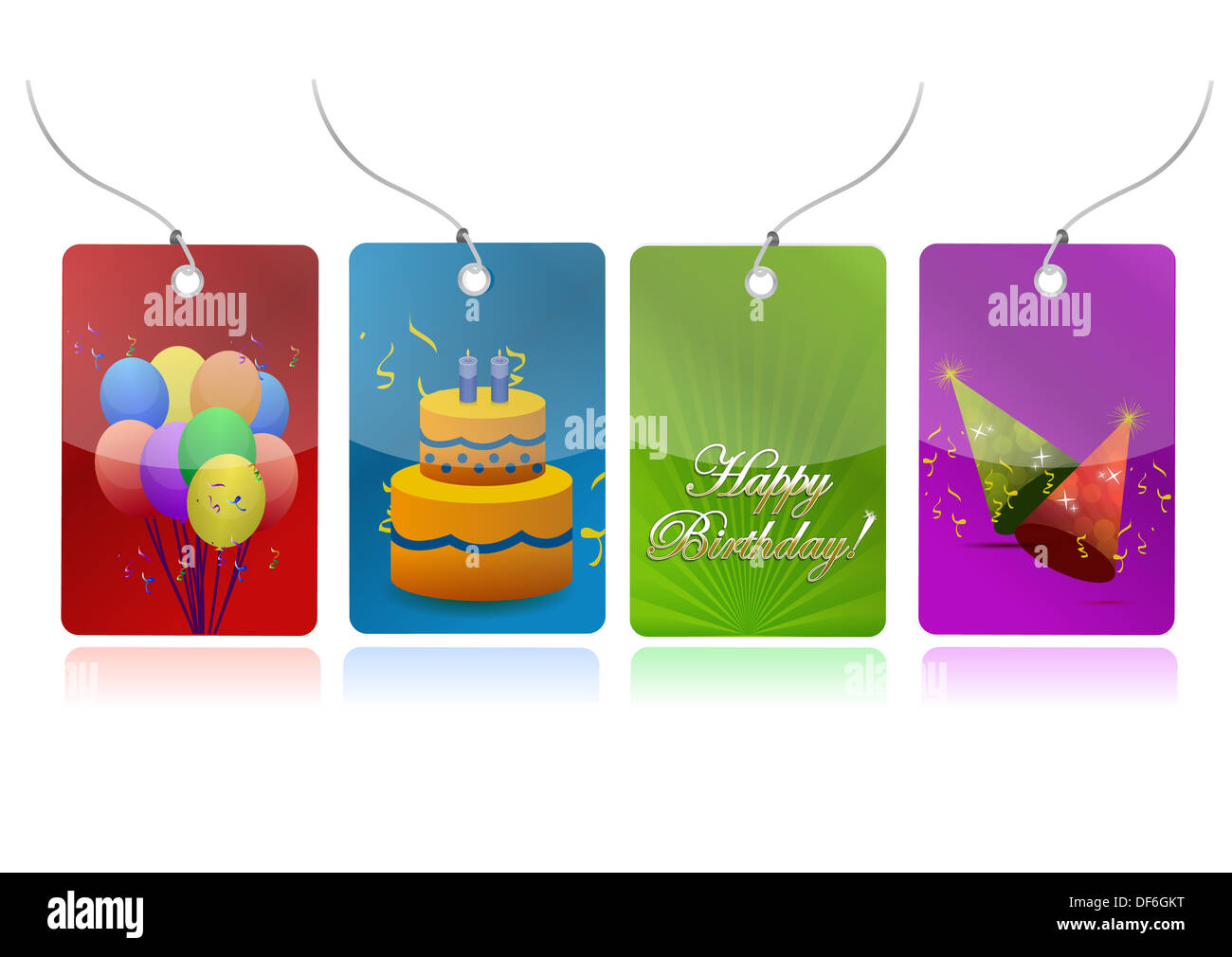 colorful birthday tags illustration design Stock Photo - Alamy