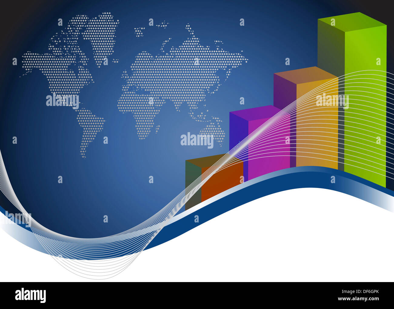 background with creative bar graphs and map Stock Photo - Alamy