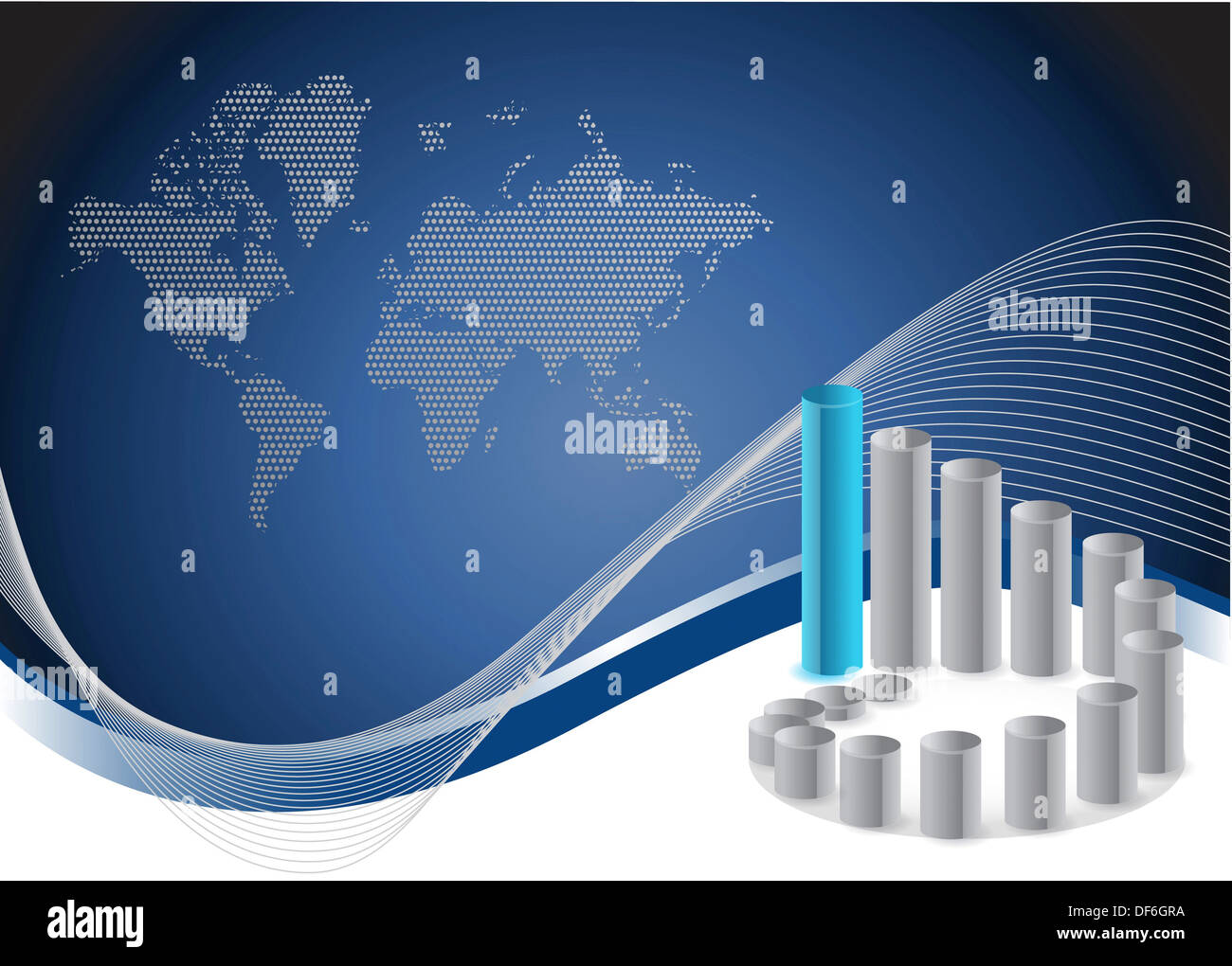 background with creative bar graphs and map Stock Photo - Alamy