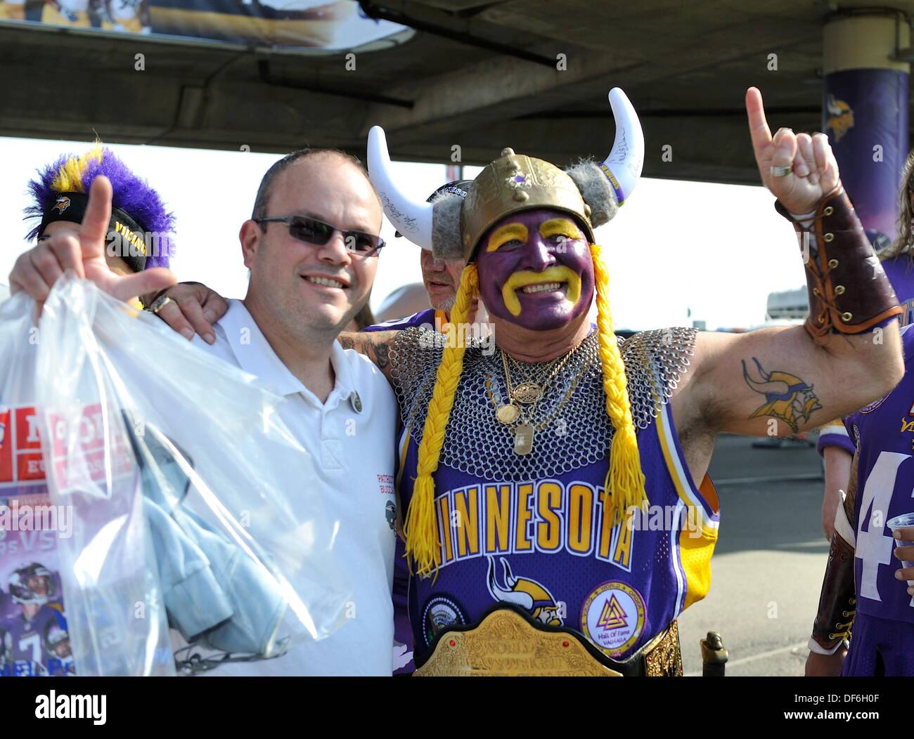 29.09.2013 London, England. Fans pose with Champion Viking Syd Davy on ...