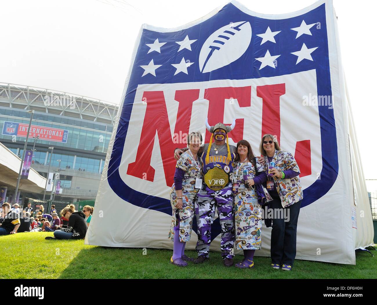 29.09.2013 London, England. Fans pose with Champion Viking Syd Davy on ...