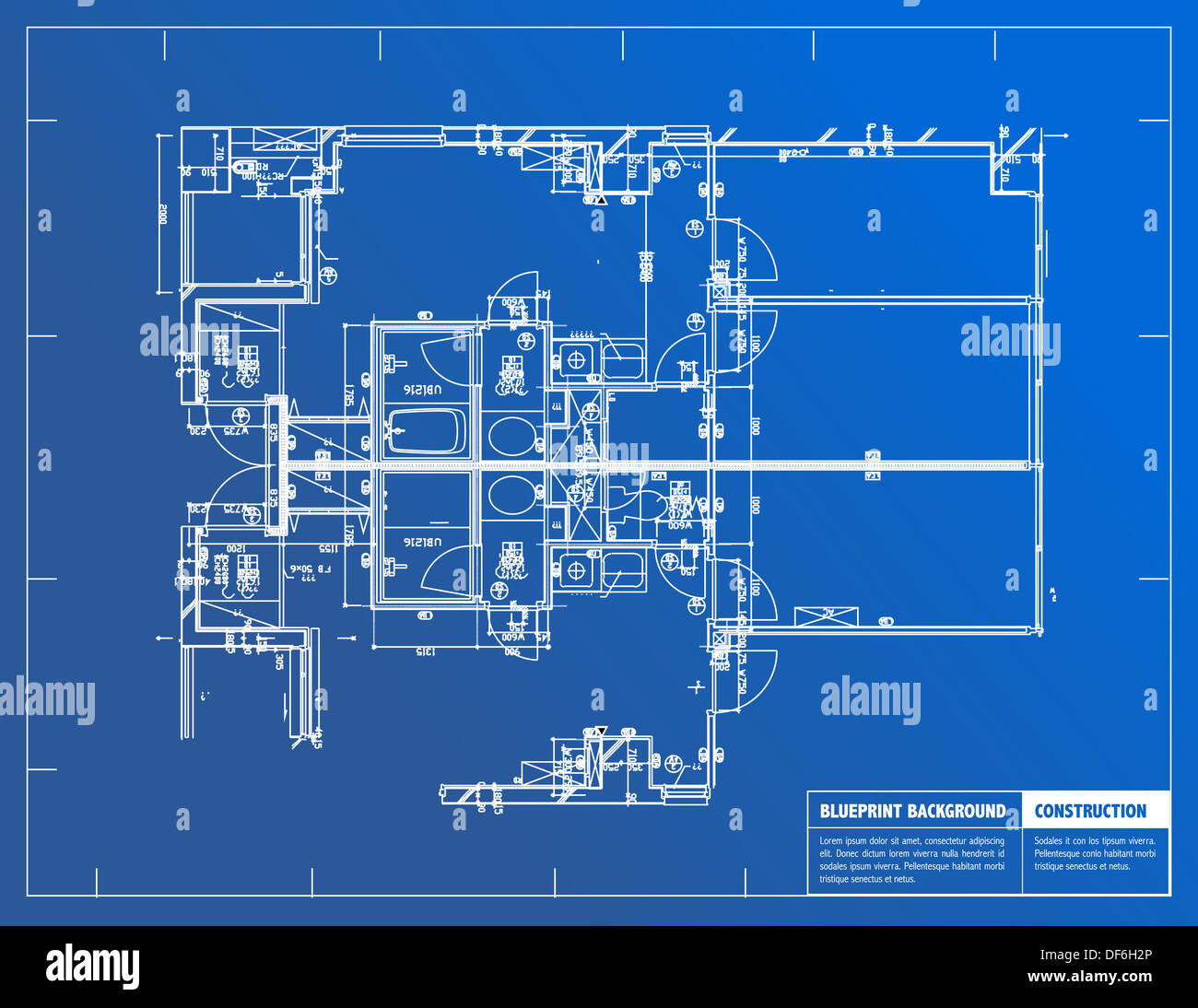 Sample of architectural blueprints over a blue background / Blueprint ...