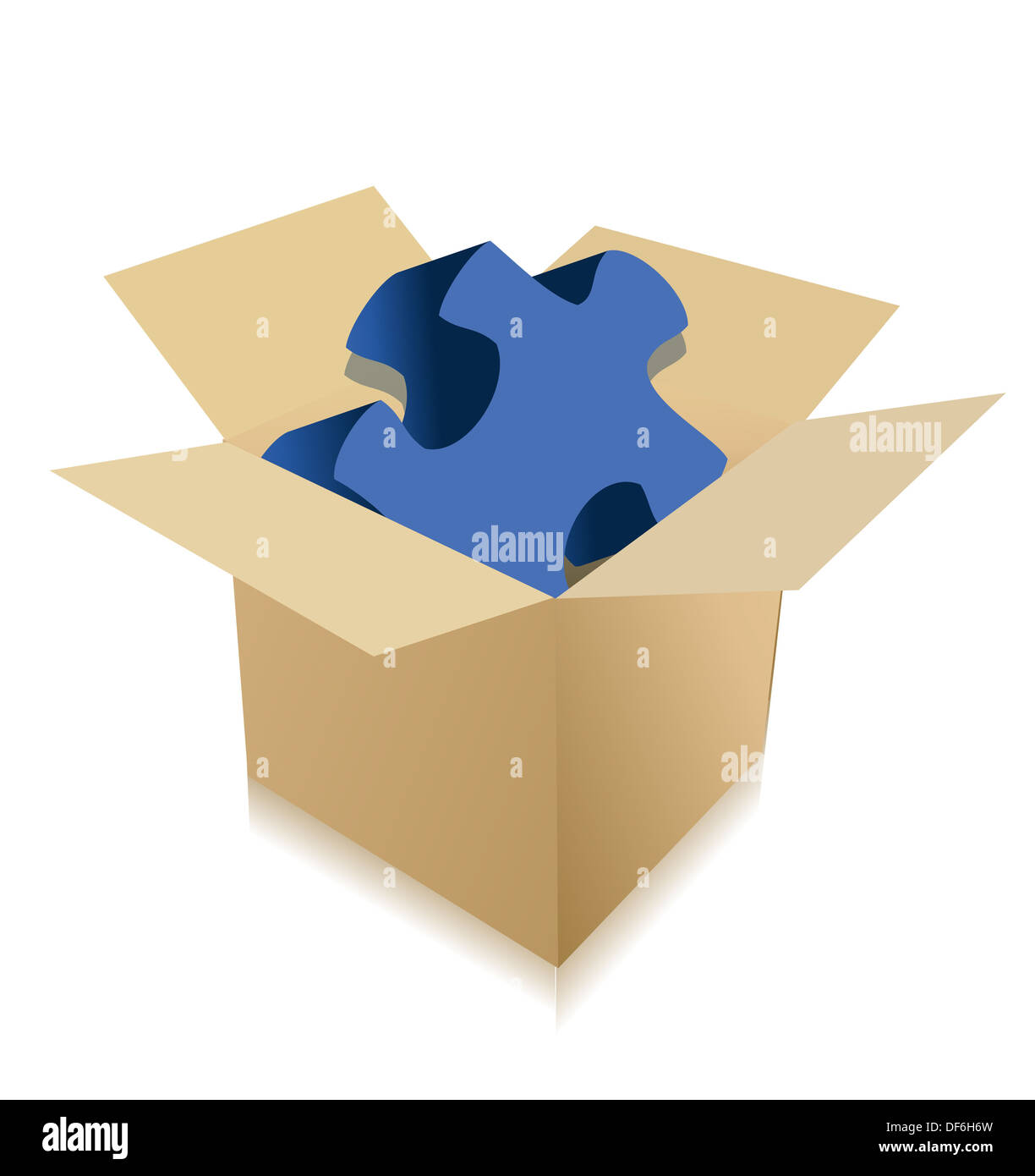 Cardboard box with puzzle on a white background Stock Photo - Alamy