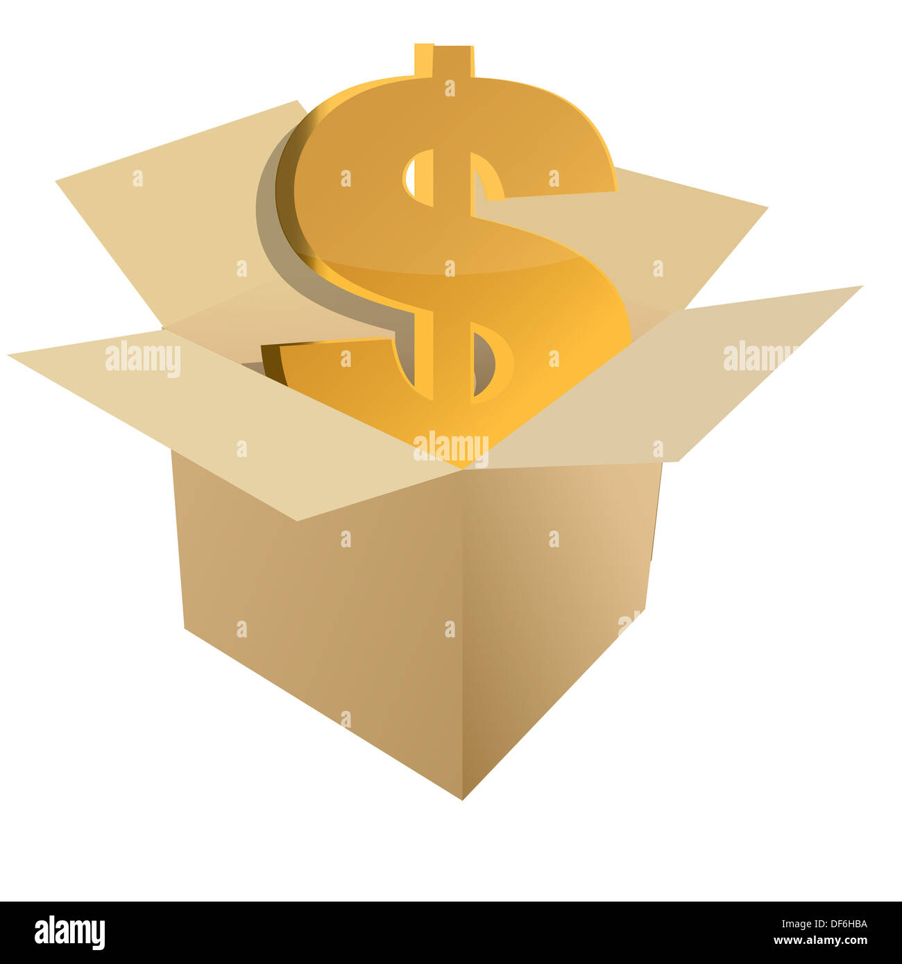 Cardboard box with dollar sign inside illustration design Stock Photo ...