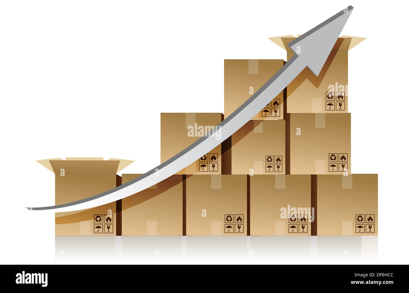 shipping boxes chart illustration design over white Stock Photo - Alamy
