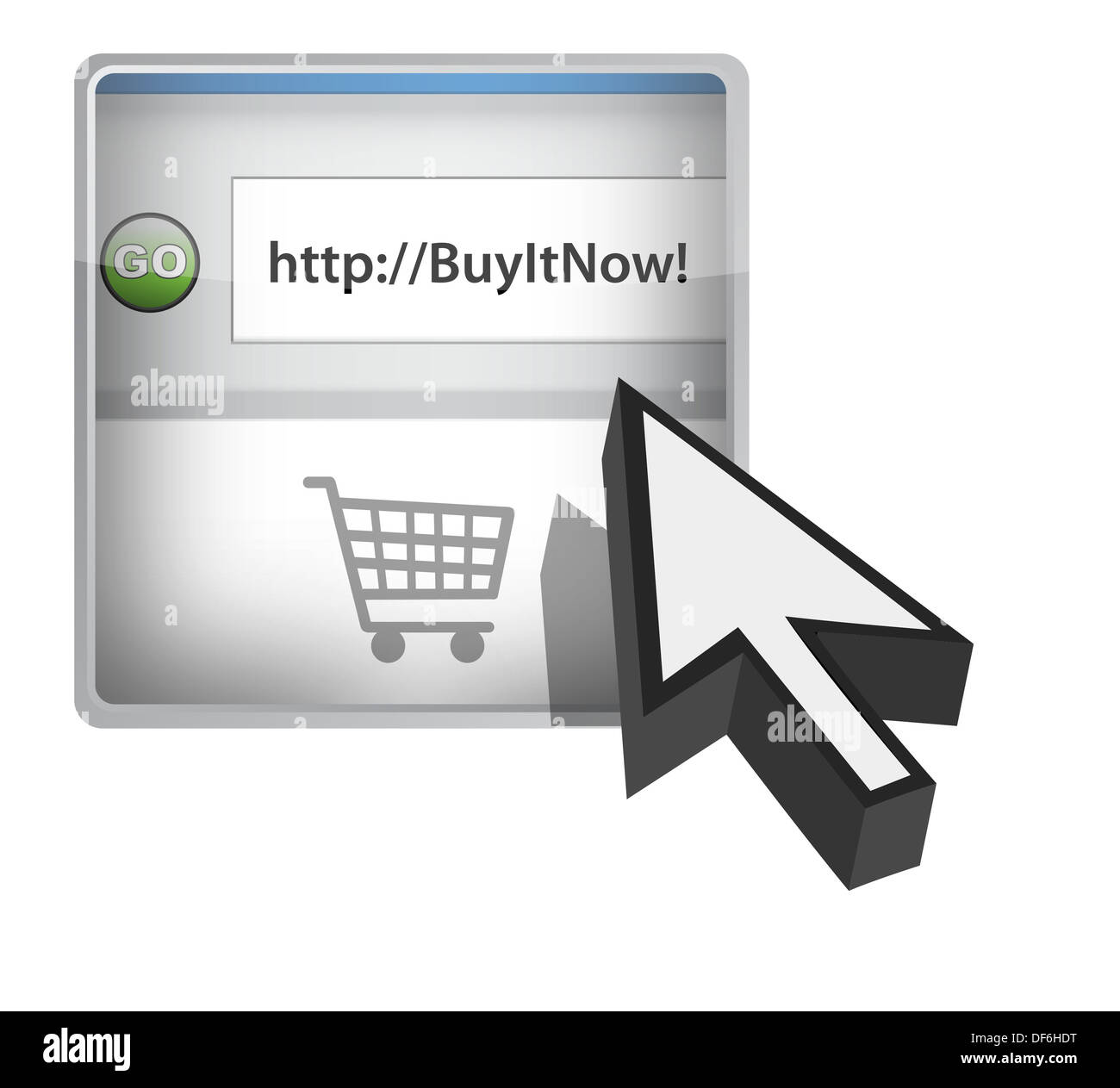 Buy it now browser button with cursor illustration design Stock Photo ...