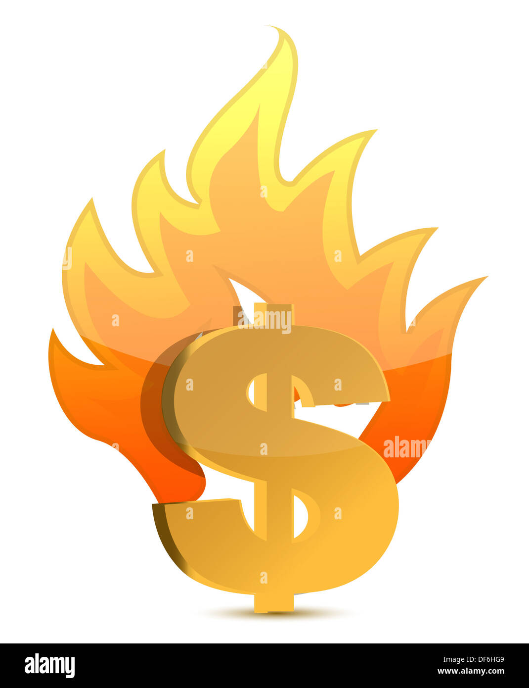 dollar sign illustration burning over a white background Stock Photo ...