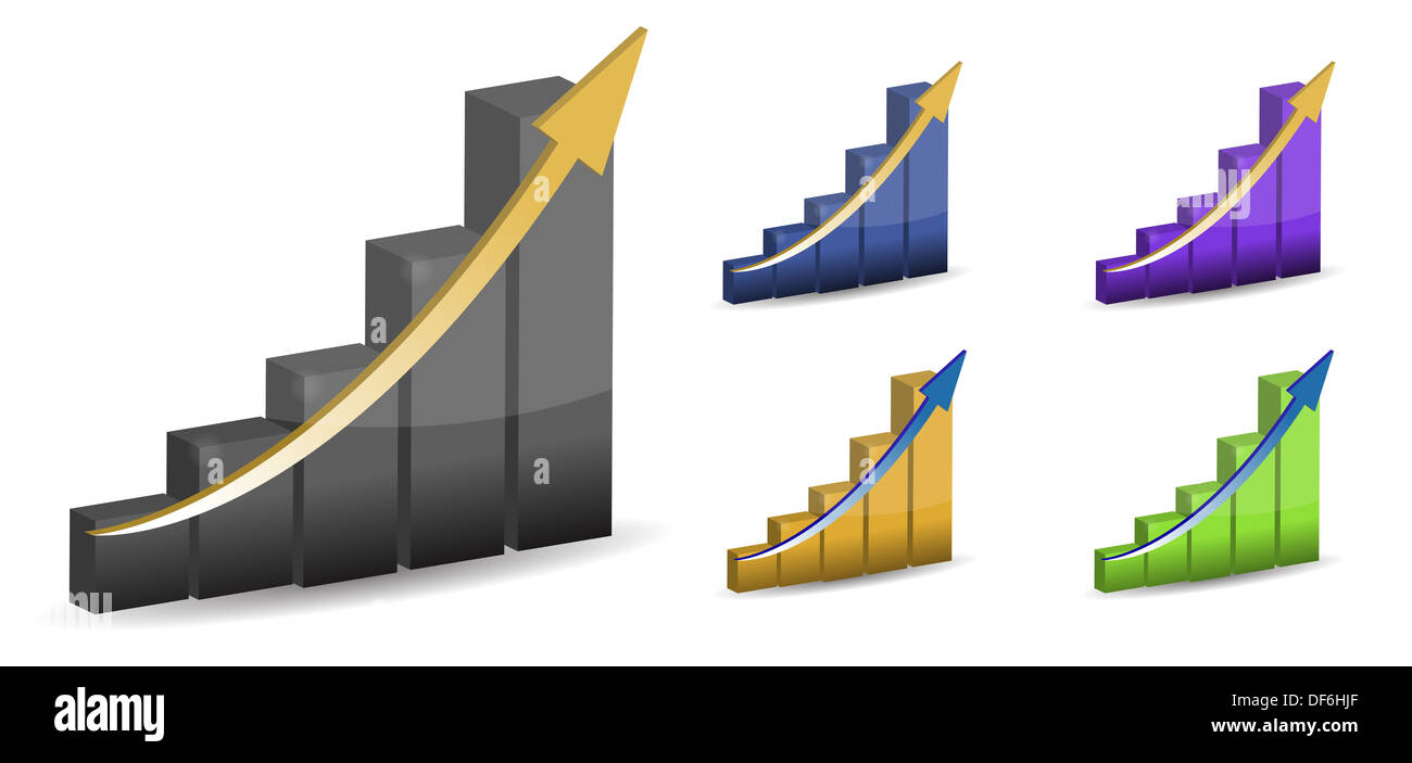 different colors 3d business graphs isolated over a white background ...