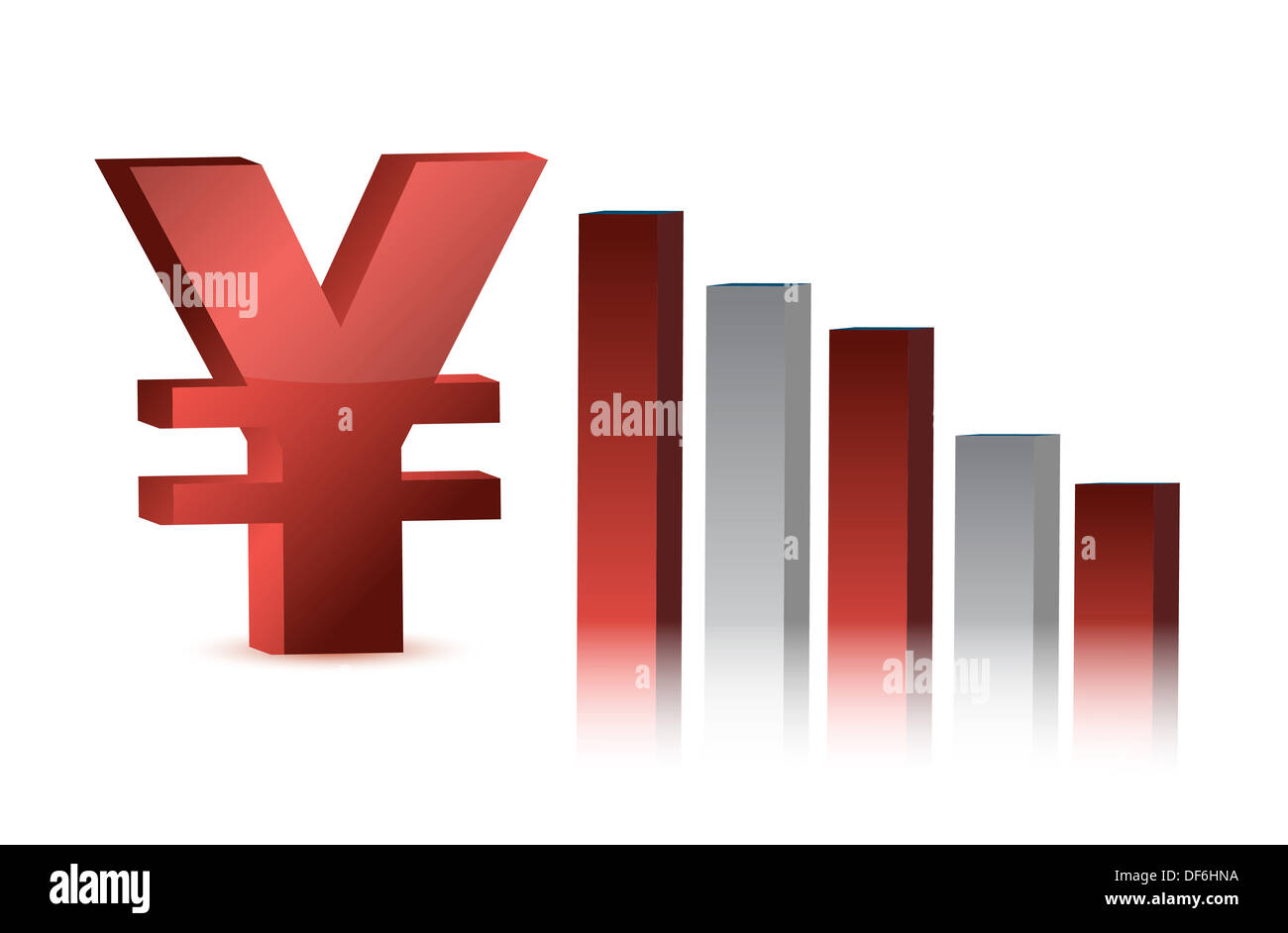 falling yen currency business graph illustration Stock Photo - Alamy