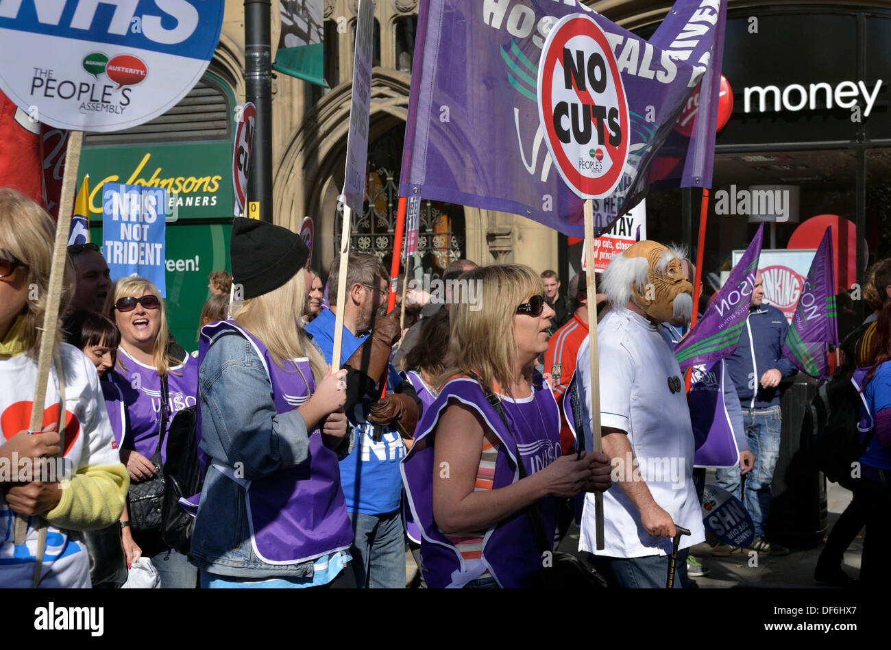 The protest by tens of thousands passes Virgin Money at the TUC ...