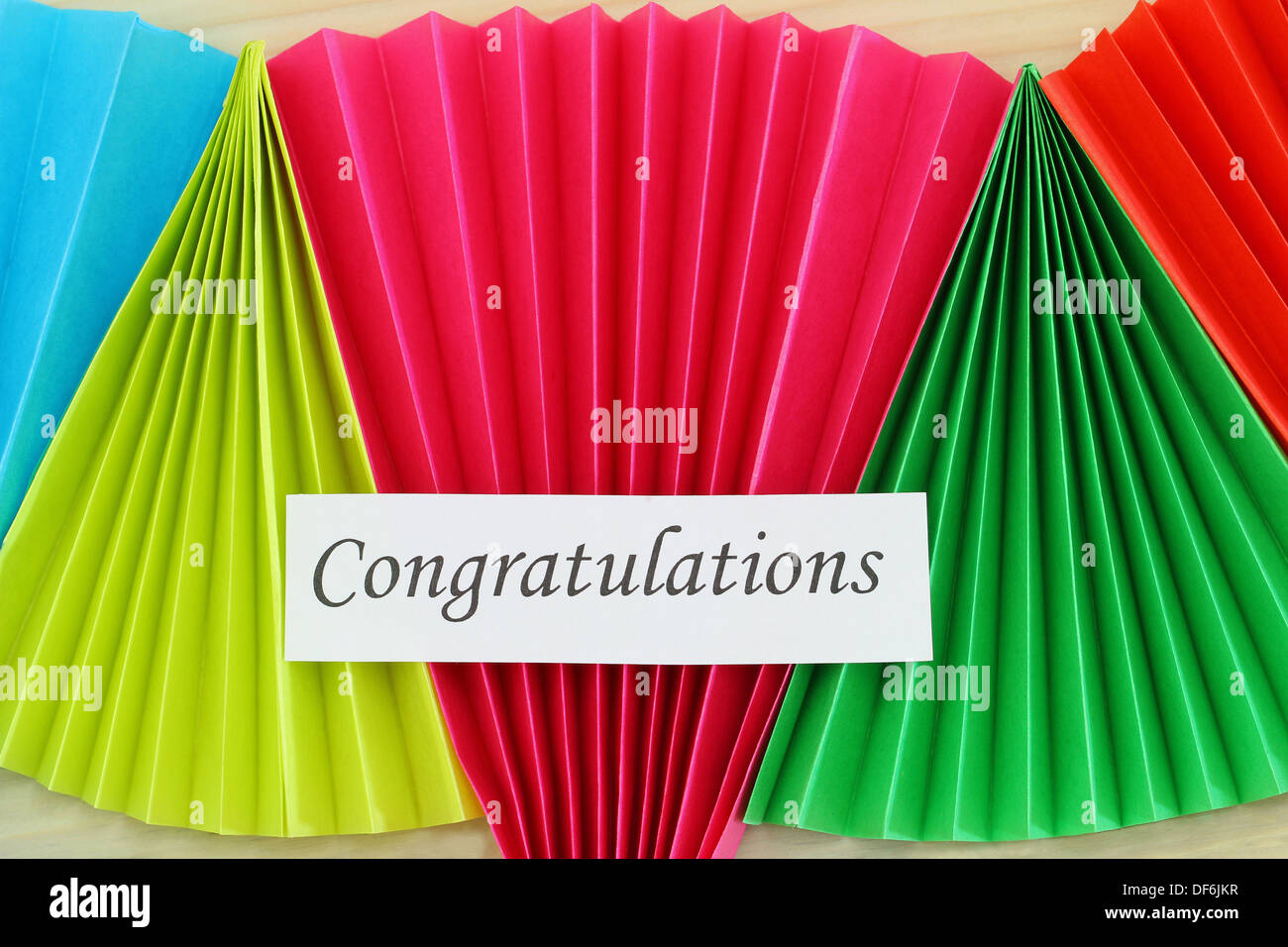 Congratulations card on colorful rainbow fan Stock Photo - Alamy
