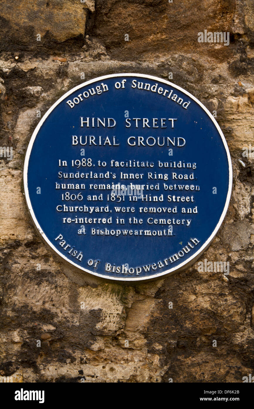 Sign for Hind Street Burial Ground in Sunderland, North East England ...