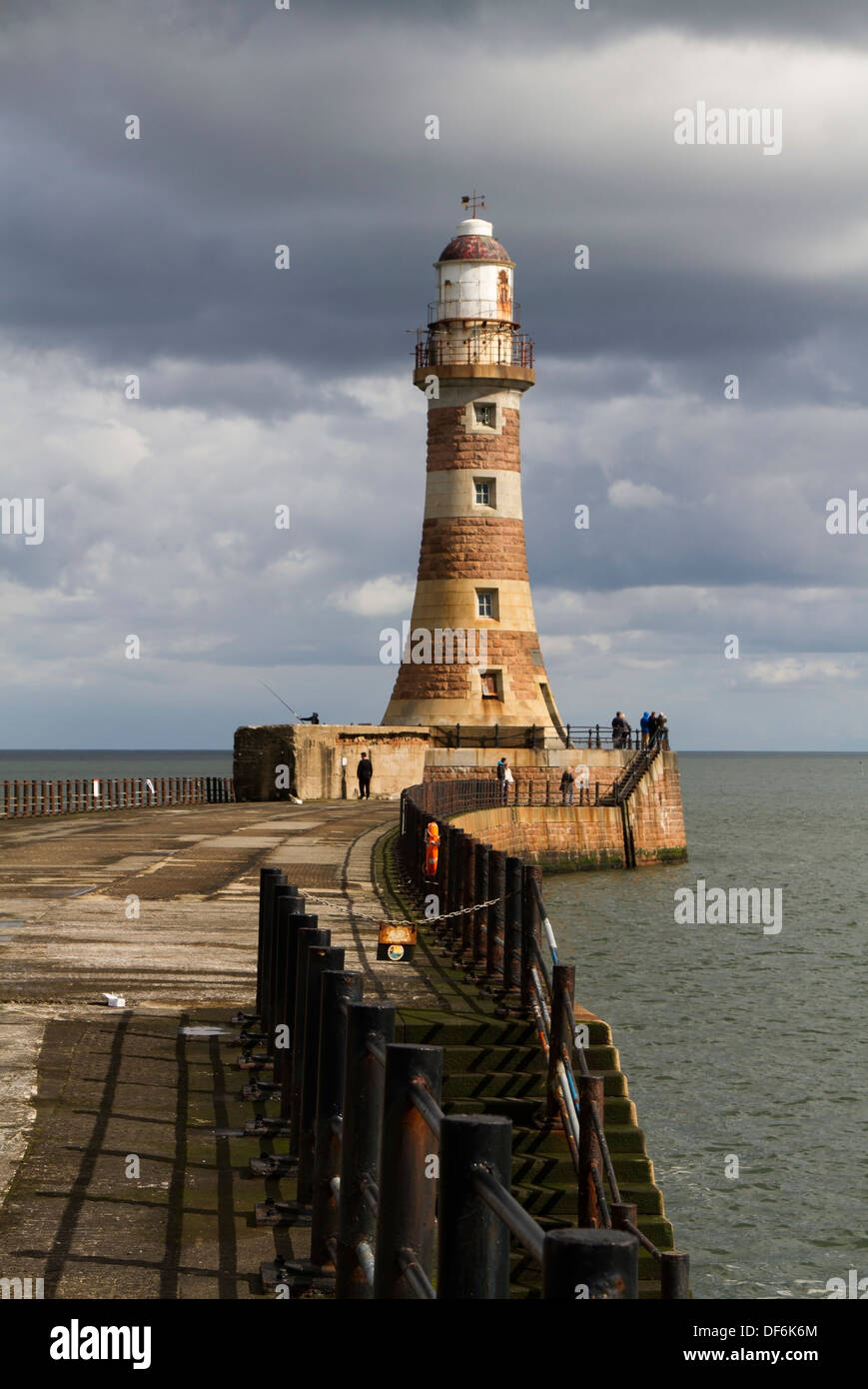 The Roker Lighthouse on Roker Beach Sunderland, North East England ...
