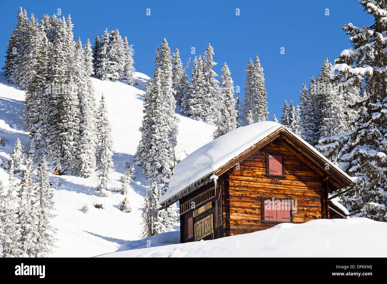 Typical swiss winter season landscape. March 2013, Switzerland Stock ...