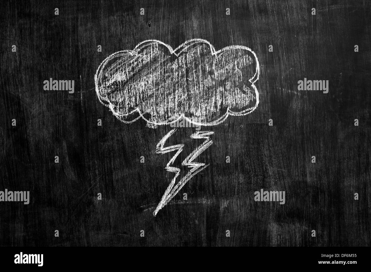 Chalk drawing of thundercloud on blackboard Stock Photo - Alamy
