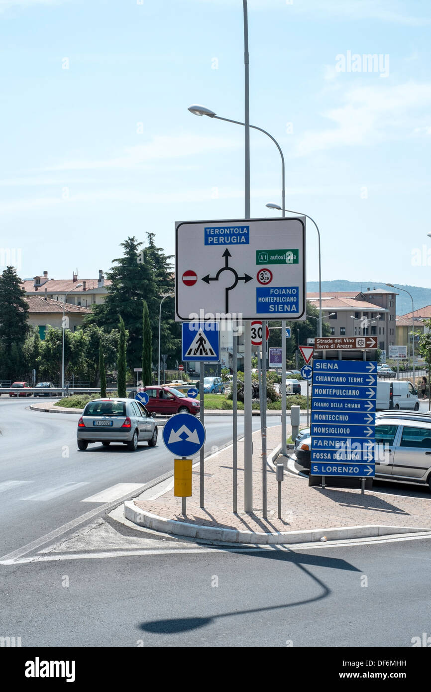 Italian road junction with direction signs Stock Photo - Alamy