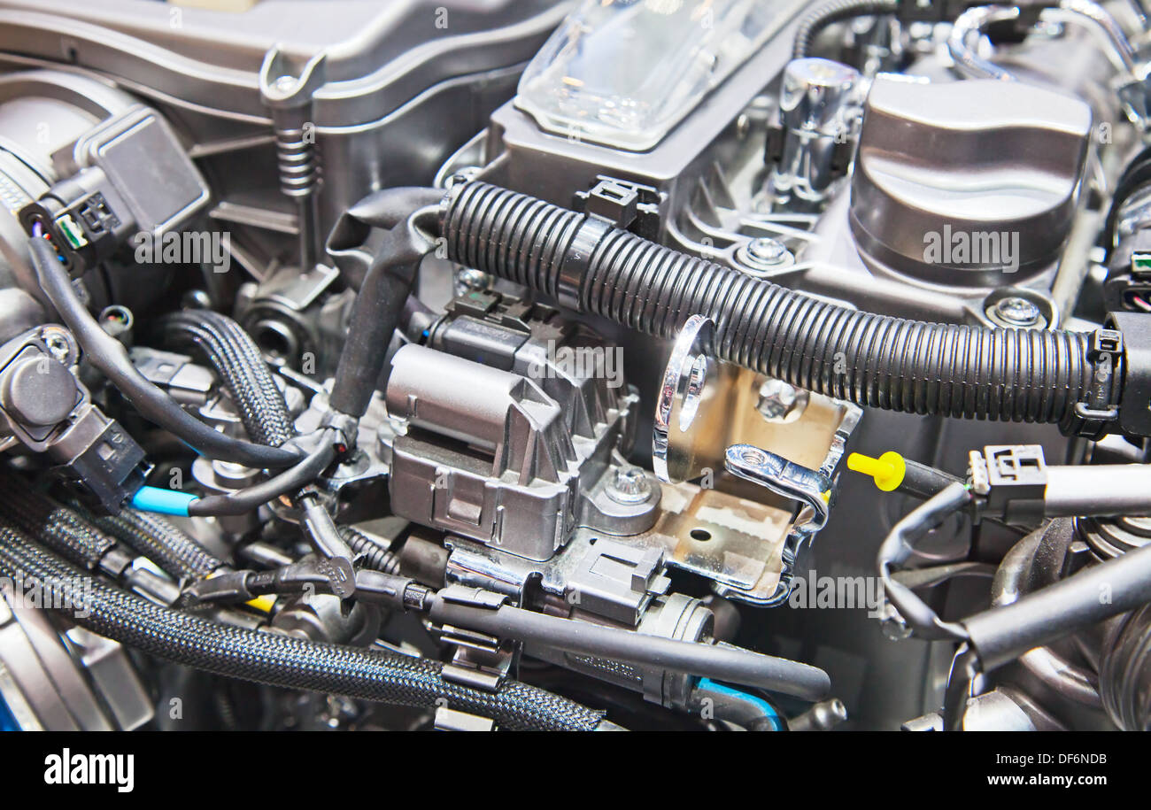 Shiny engine of the modern car Stock Photo - Alamy