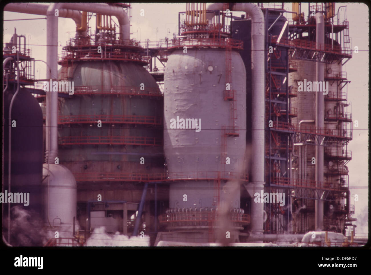 A view of part of the Exxon oil refinery located along the New Jersey ...