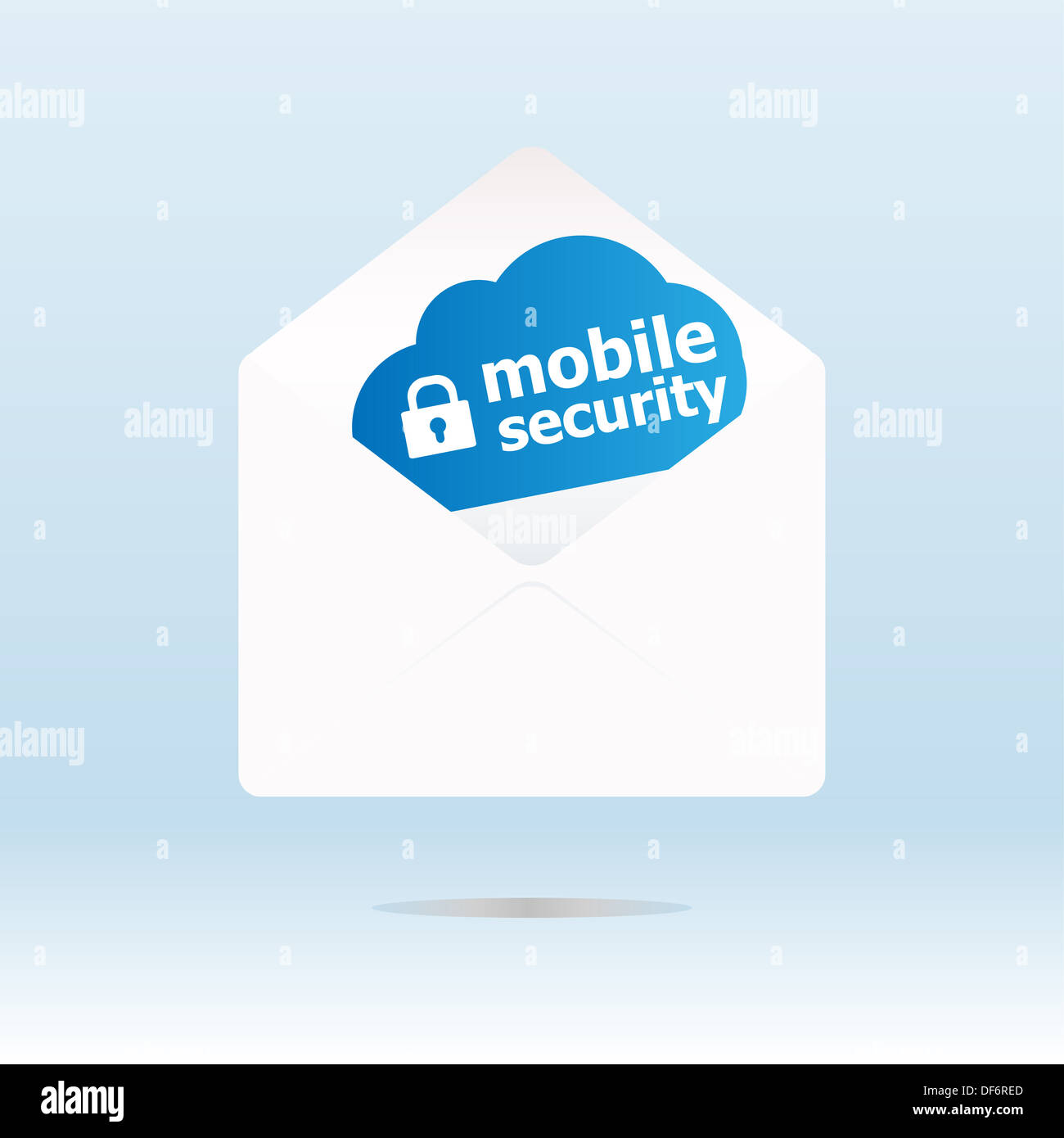 mobile security on blue cloud, paper mail envelope Stock Photo - Alamy