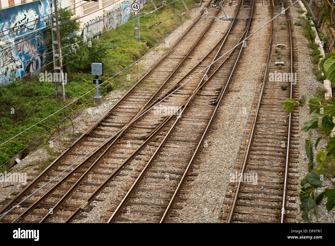 Europe, Spain, Barcelona, rail station, railway, train, bifurcation ...