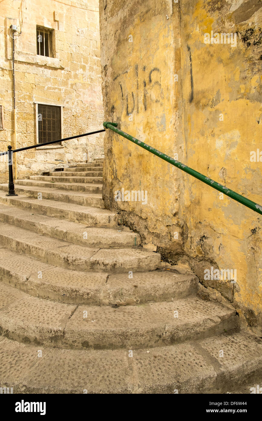 Stone steps in Malta's Capital Valletta Stock Photo - Alamy