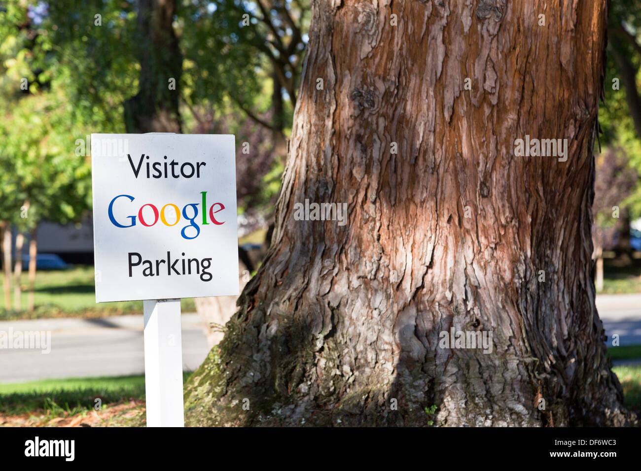 Visitor parking sign at Google office in Mountain View, Santa Clara ...