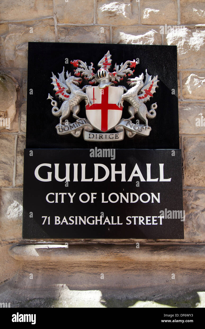 Guildhall Sign & Crest of the City of London, Basinghall Street, London ...