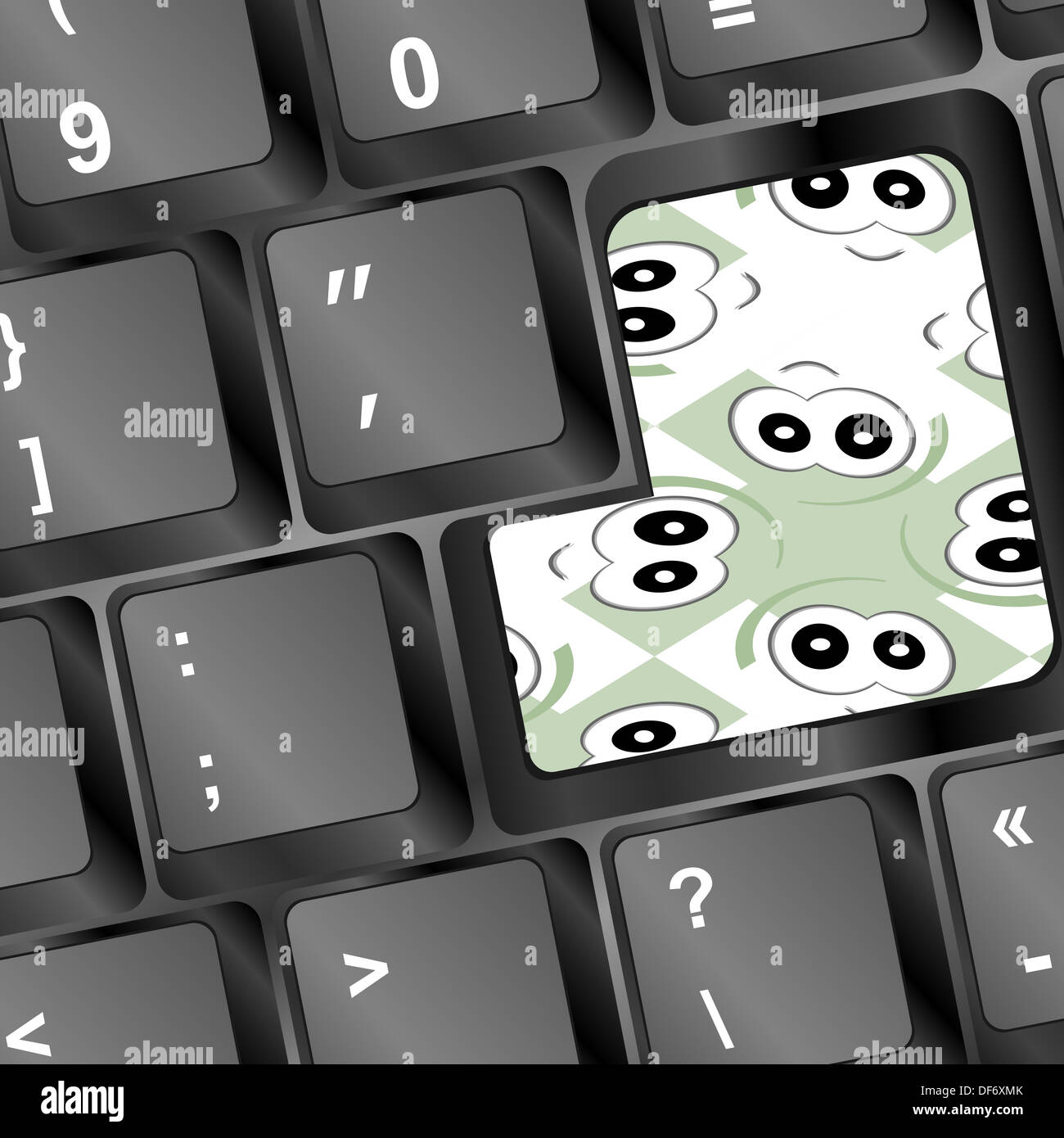 Enter button with eye on computer keyboard Stock Photo - Alamy