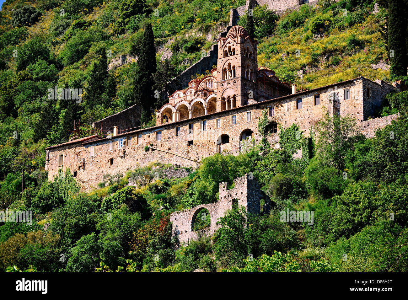 Exterior of the Byzantine Orthodox monastery of Pantanassa , Mystras ...