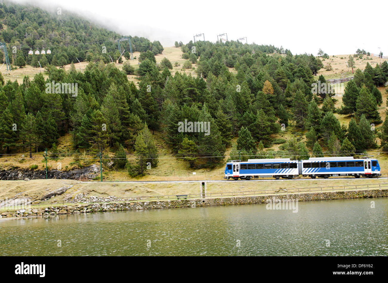 Europe,Spain,Catalonia, Girona, Lake of Nuria Valley, rack railway ...