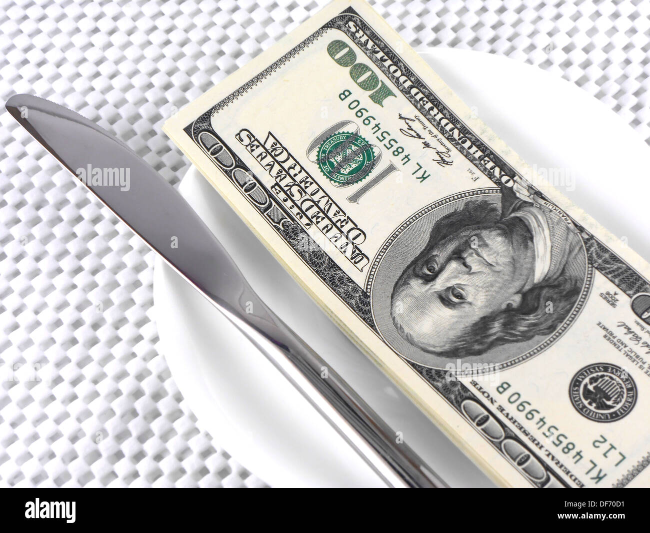 Gold fork and knife and plate hi-res stock photography and images - Alamy