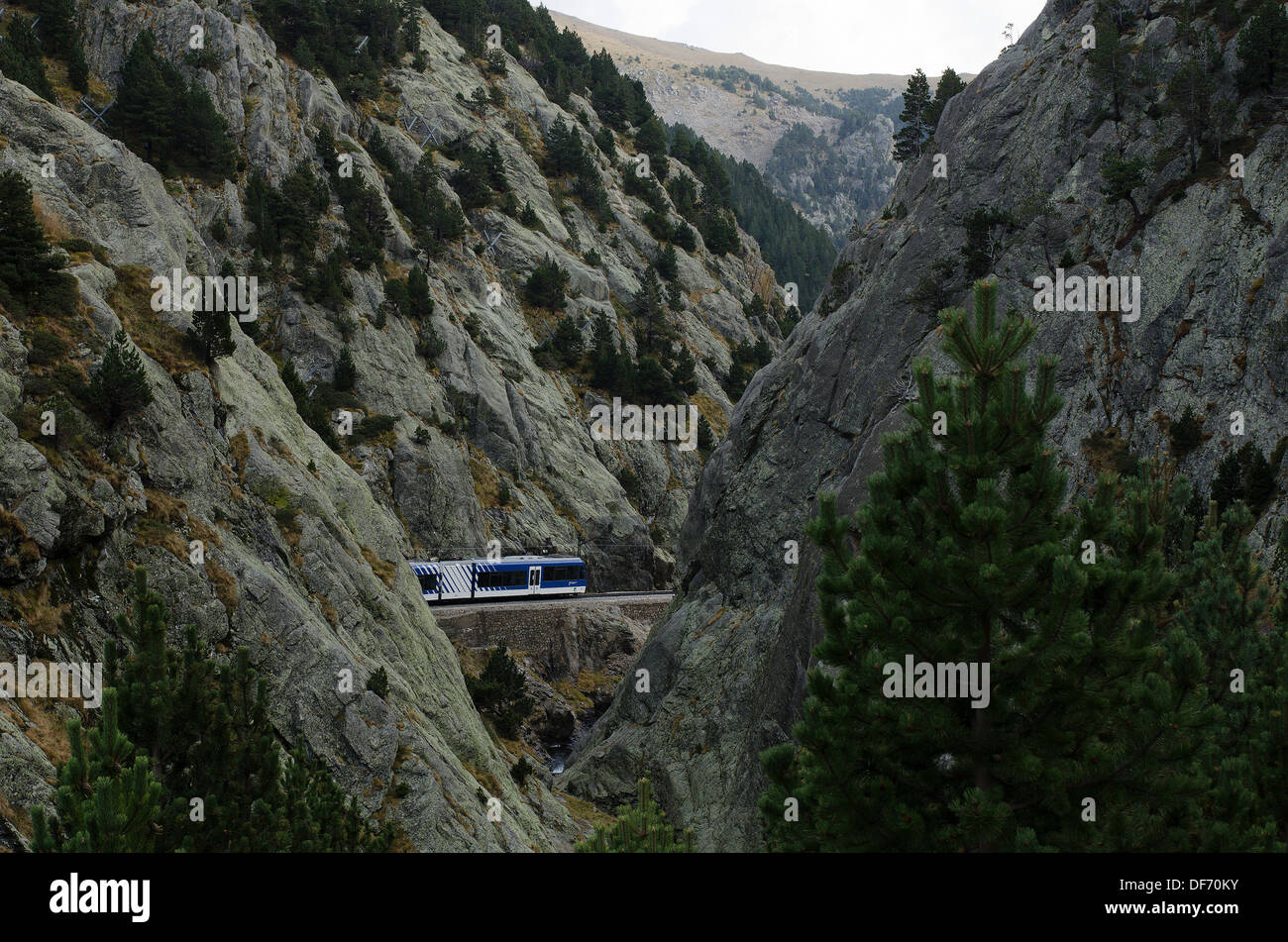 Europe,Spain,Catalonia, Girona, Lake of Nuria Valley, rack railway ...
