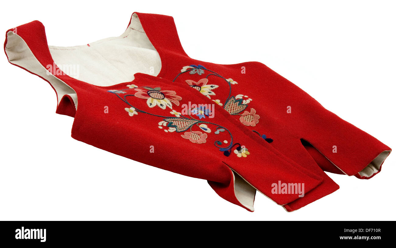 Red embroidered vest of Norwegian national costume Stock Photo - Alamy