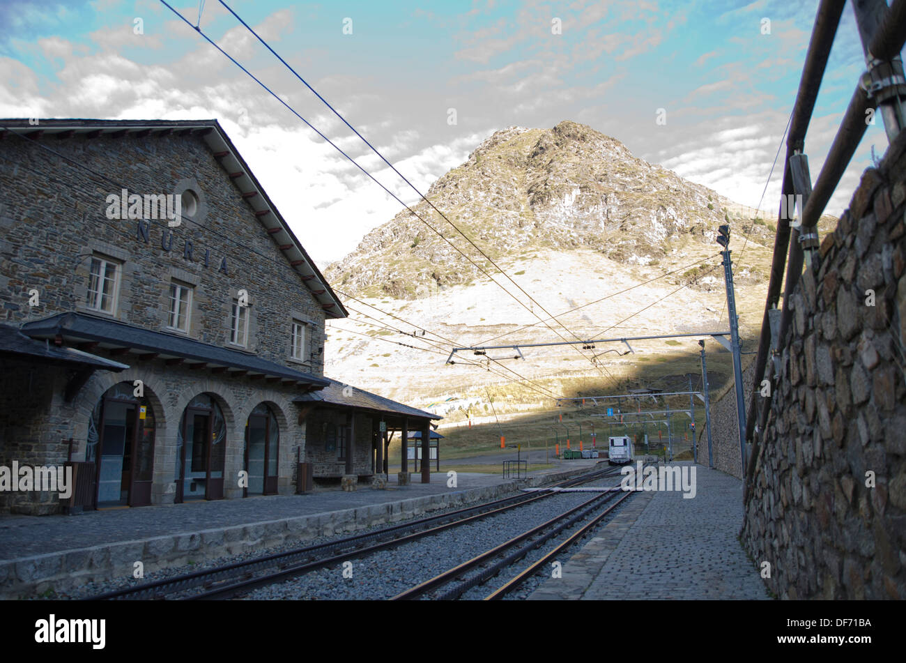 Europe,Spain,Catalonia, Girona, Lake of Nuria Valley, rack railway ...
