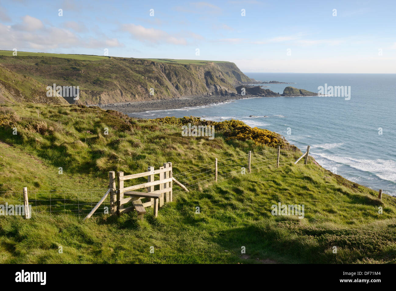 View from The Hermitage along the coastal footpath overlooking Welcombe ...