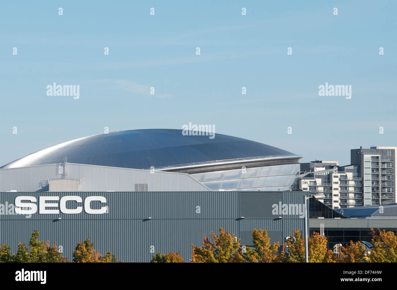 The dome of the SSE Hydro Arena rises above the original SECC building ...