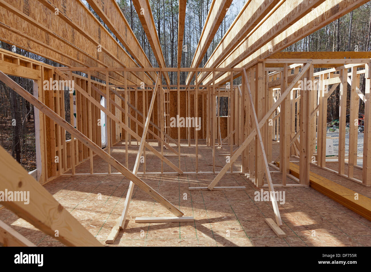 New home construction - framework with wall bracing Stock Photo - Alamy