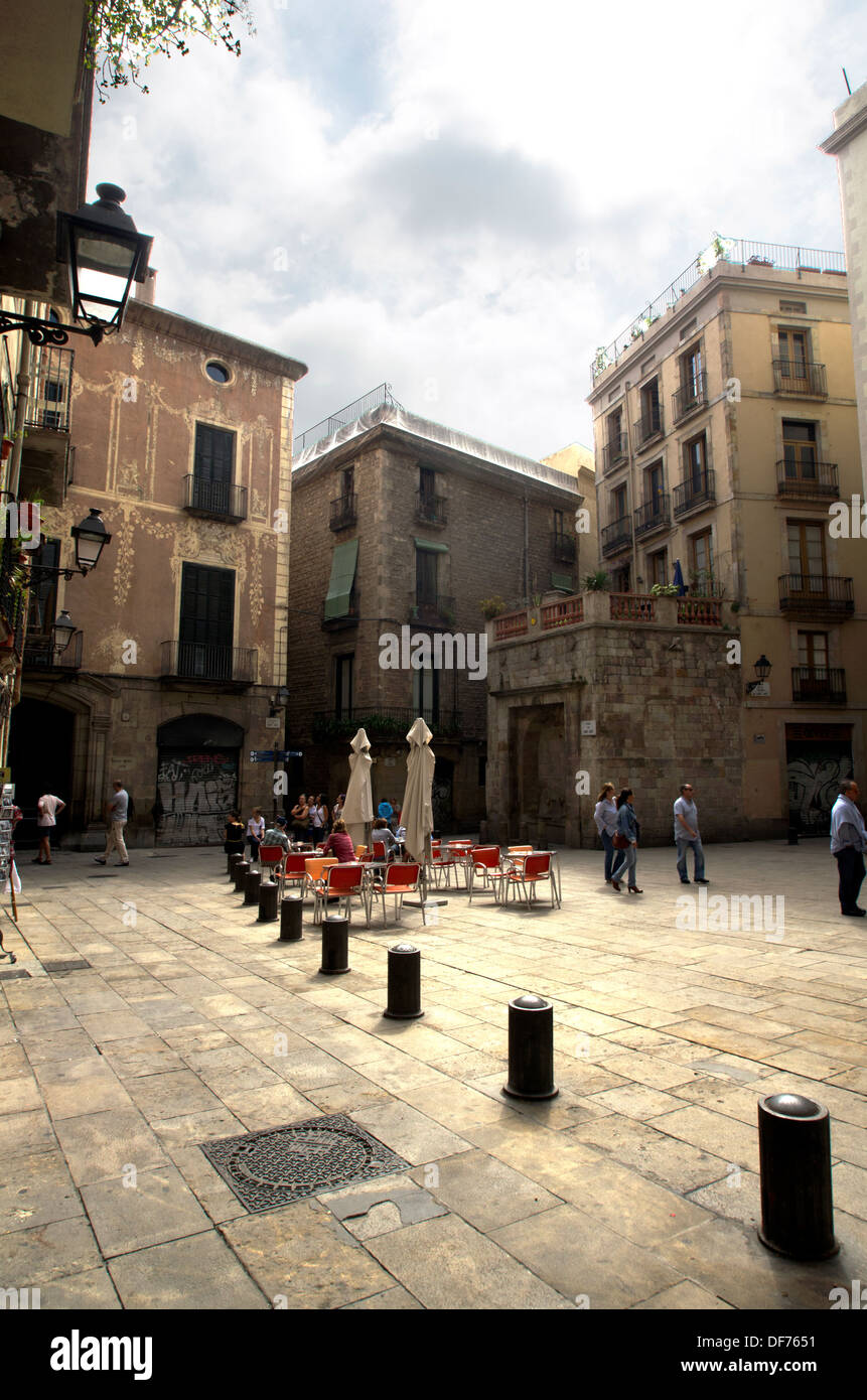 Europe, Spain, Barcelona, Saint Just Square, in Gothic Quarter Stock ...
