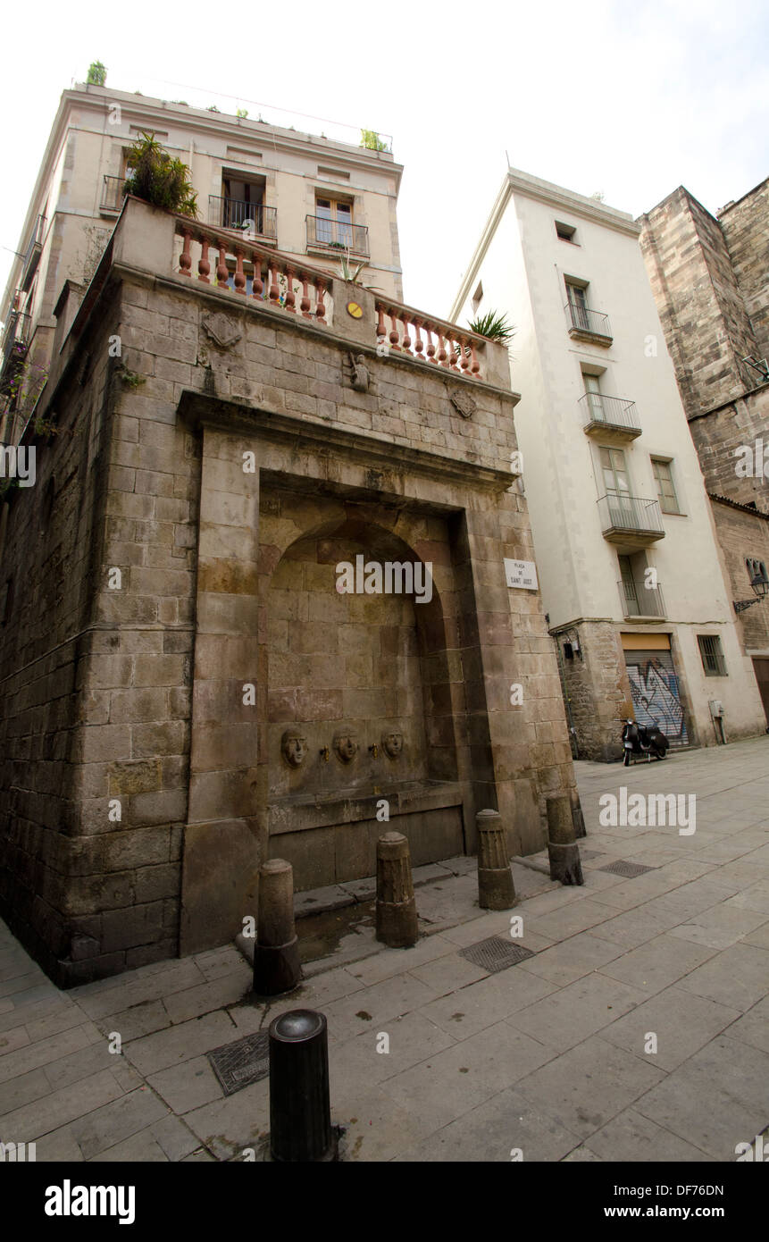 Europe, Spain, Barcelona, Saint Just Square, Gothic neighborhood Stock ...